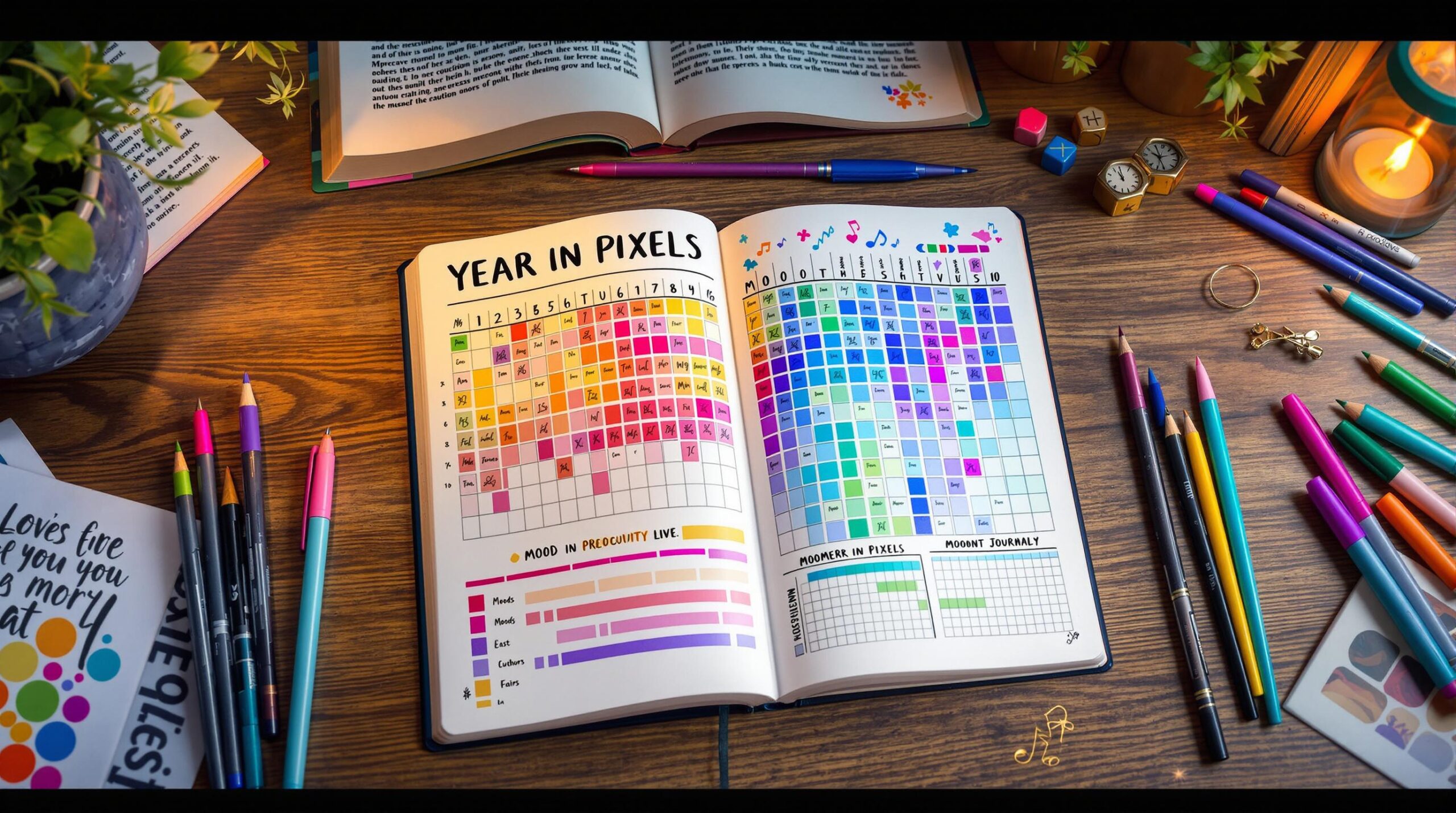 Using a Bullet Journal Year in Pixels to Reflect and Plan Ahead - Dark ...